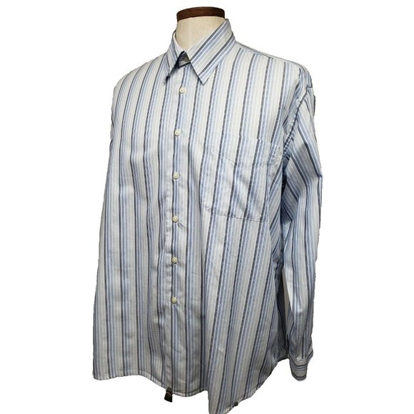 Alan Flusser | Shirts | Xl Sky Blue Alan Flusser Mens Button Down Classic Fit Striped Shirt Xl ...